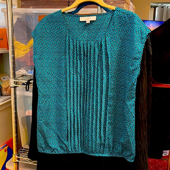 LOFT | Tops | Loft Front Ruffle Teal Blue Blouse | Poshmark